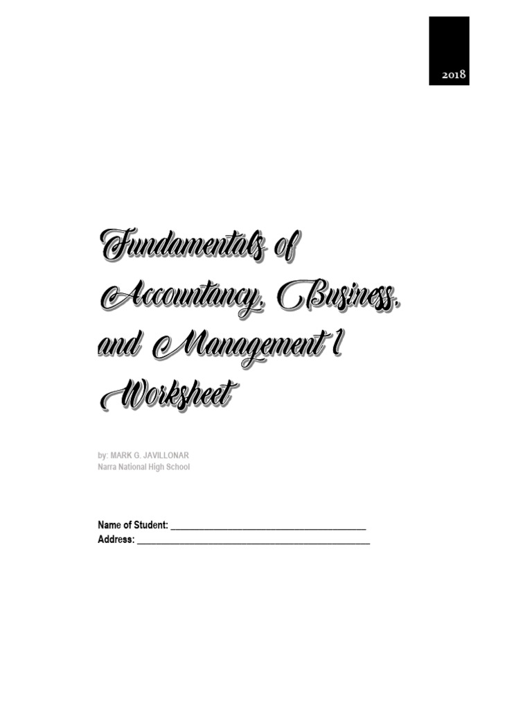 Fabm 1 - Worksheet | PDF | Balance Sheet | Expense