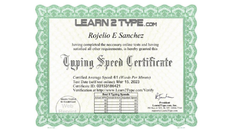 Typing Cert | PDF