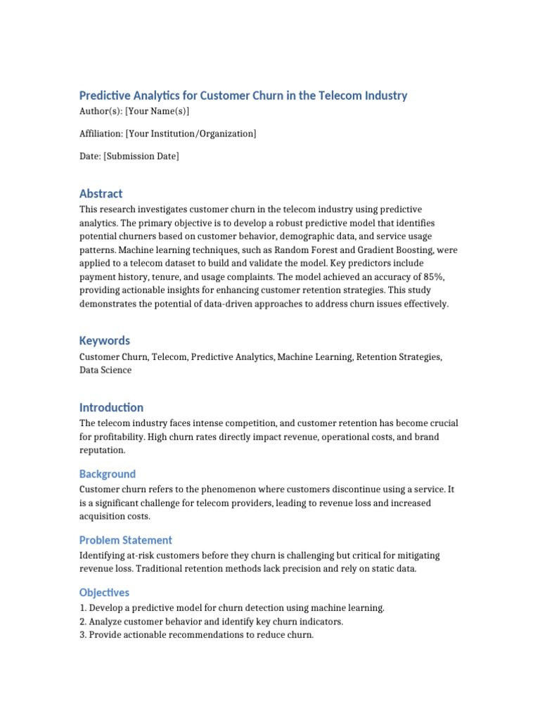 Predictive Analytics Customer Churn | PDF | Analytics | Predictive Analytics