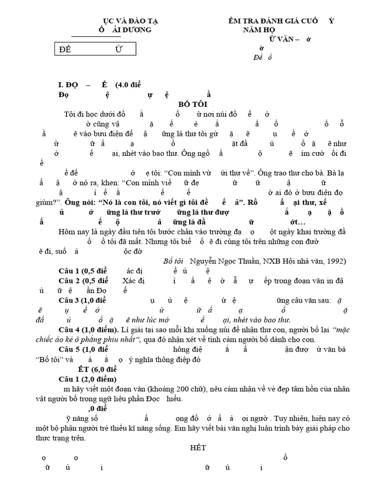 HDC_ĐỀ KT_N.VĂN 9_CKI_2024-2025 | PDF