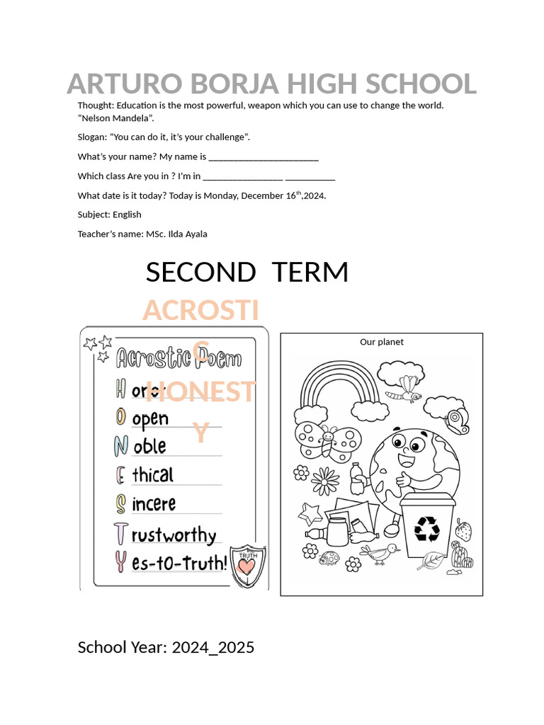 Cover Page Second Term | PDF