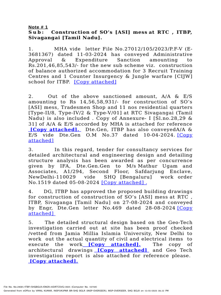 RTC SVG SOs (ASI) Mess Noting | PDF