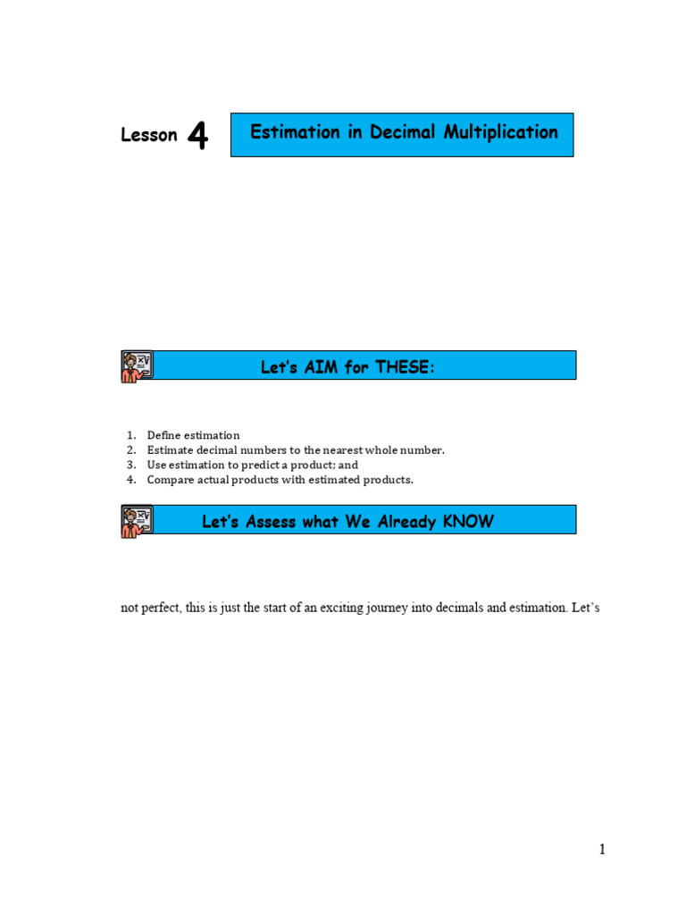 Q3 Lesson 4 Estimation in Decimal Multiplication | PDF | Rounding | Numbers