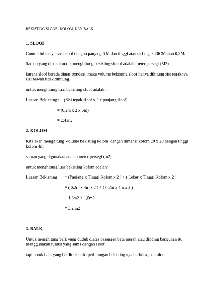 BEKISTING SLOOF Kolom Balk | PDF