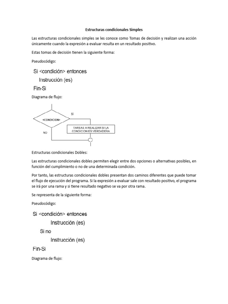 Estructuras Condicionales | PDF | Algoritmos | Algoritmos y Estructuras de Datos