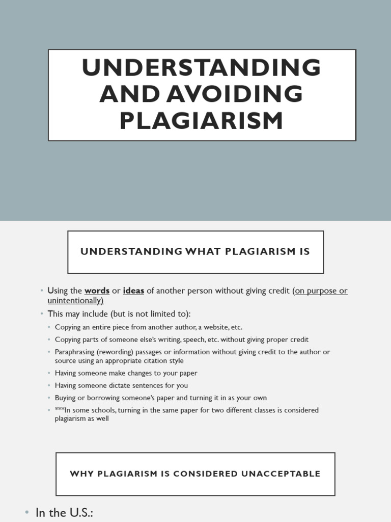 Understanding and Avoiding Plagiarism | PDF | Plagiarism | Citation