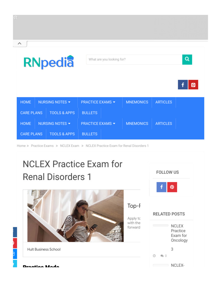 NCLEX Practice Exam for Renal Disorders 1 - RNpedia | PDF | National ...