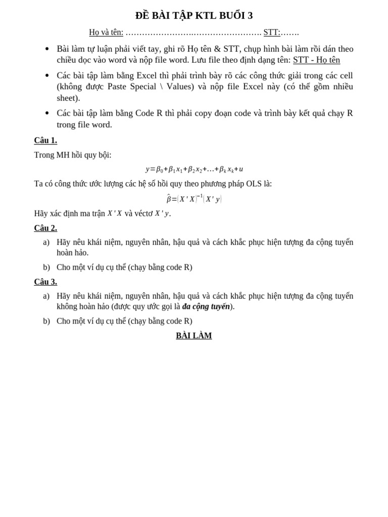 Ä Á BÃ I Táº P KTL BUá I 3 - UPDATE | PDF