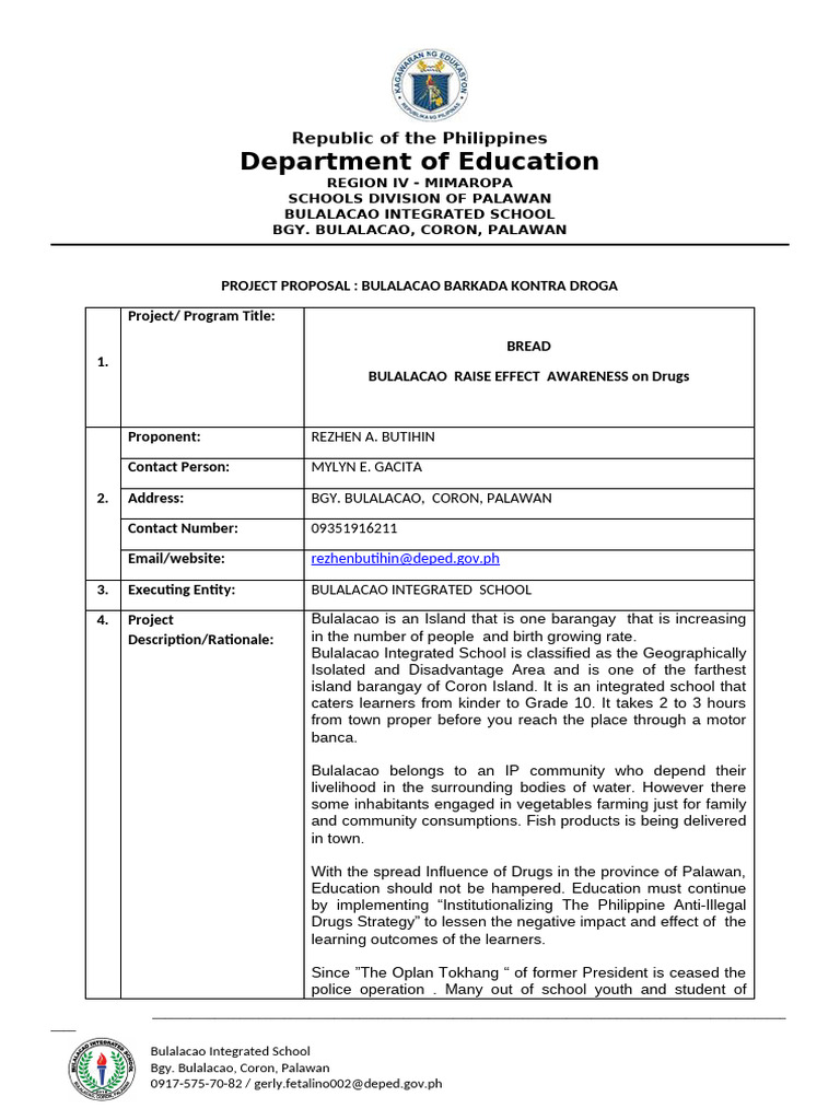 Barkada Kontra Droga Proposal | PDF