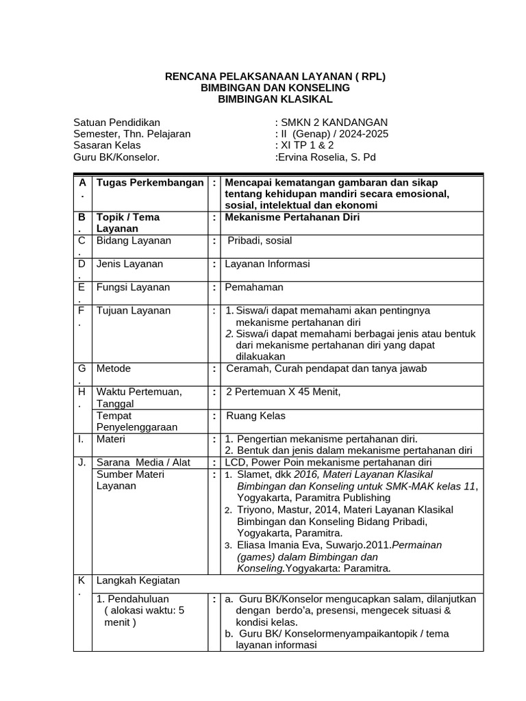 RPL BK Mekanisme Pertahanan Diri | PDF