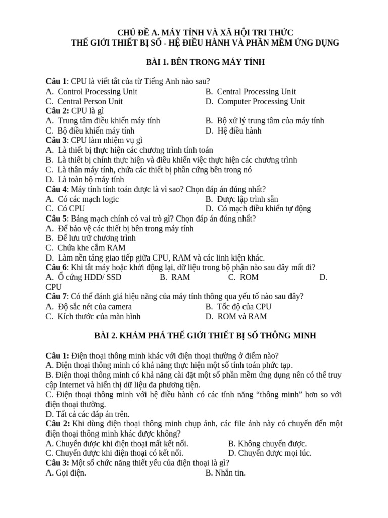 On Tap Giua Ki 1-Khoi 11 | PDF