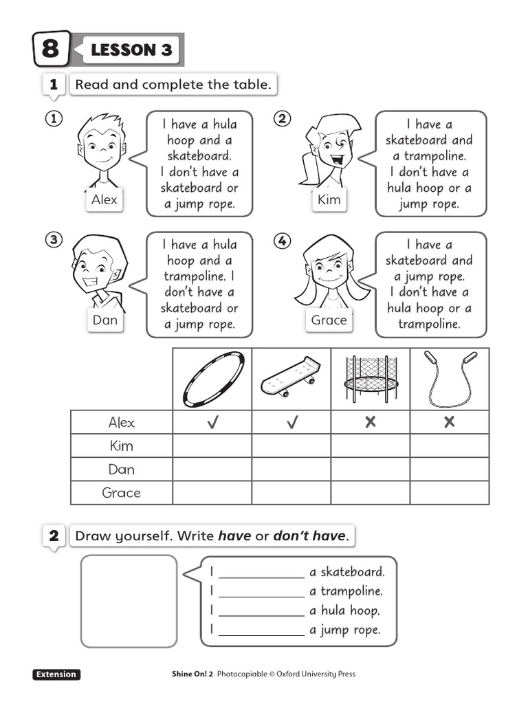 Lesson 3: Possessions Table Activity | PDF