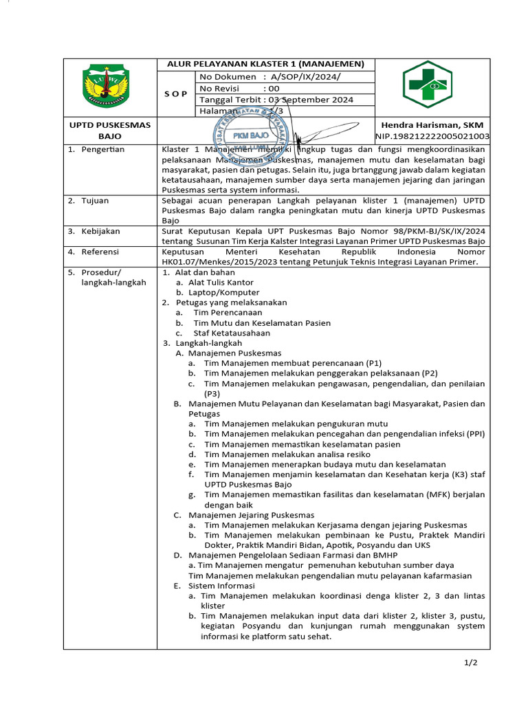 Sop Ilp Kluster 1 | PDF