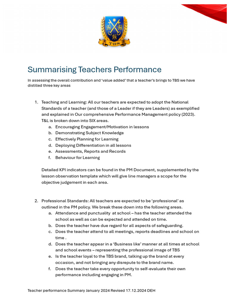 Teacher Appaisal Proforma 2024_25 | PDF | Teachers | Learning