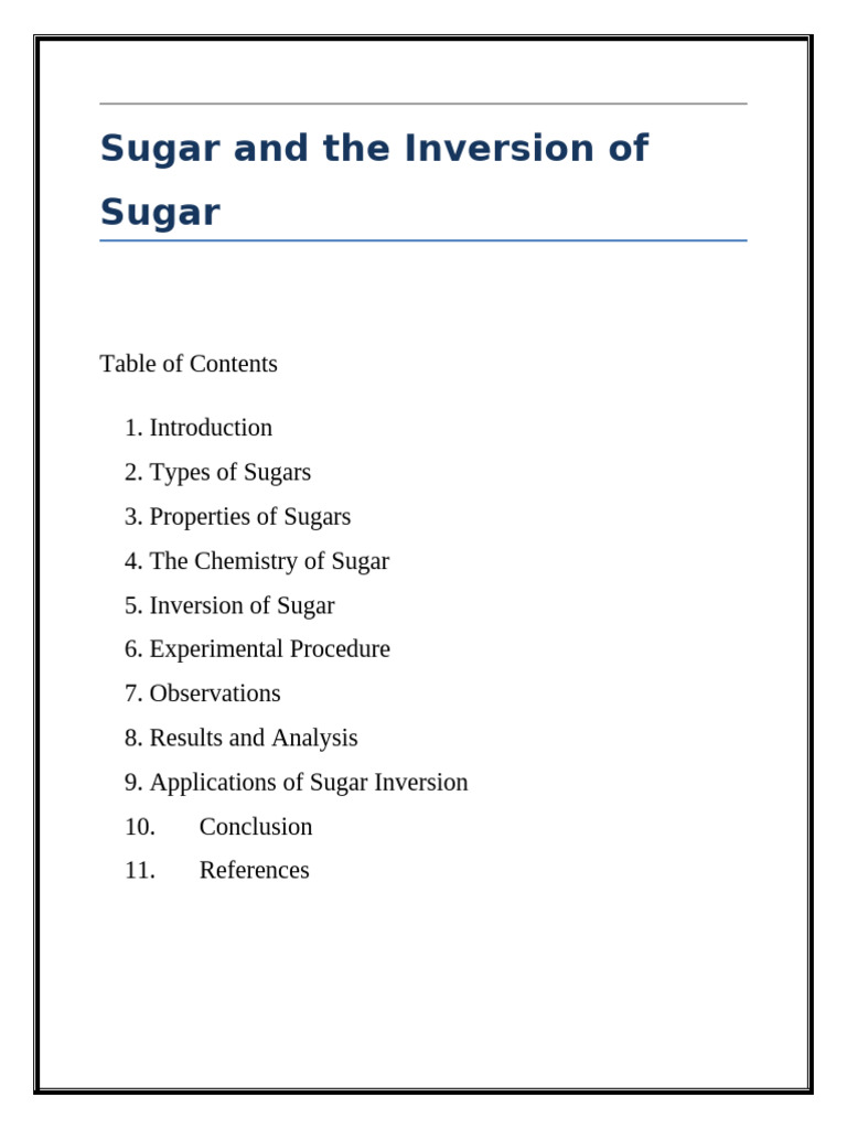 Sugar and The Inversion of Sugar Final | PDF | Carbohydrates | Fructose