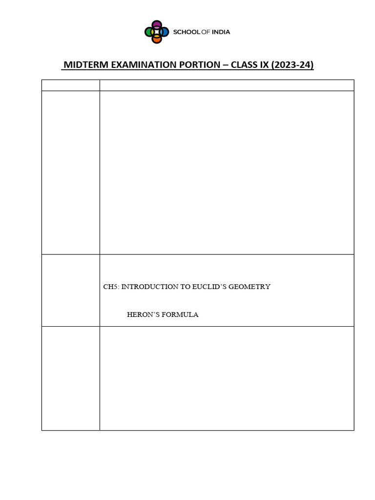 Mid Term Portions | PDF