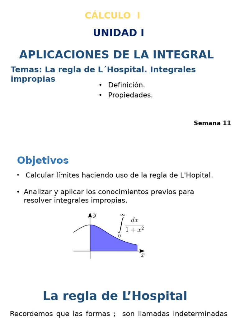 Regla de L¡Hospital - Integrales Impropias | PDF | Integral | Cálculo
