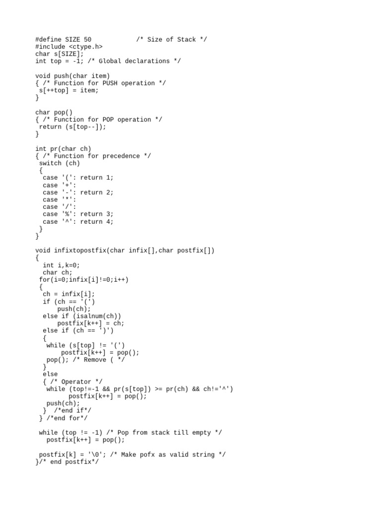 Infix To Postfix Basic Examples | PDF