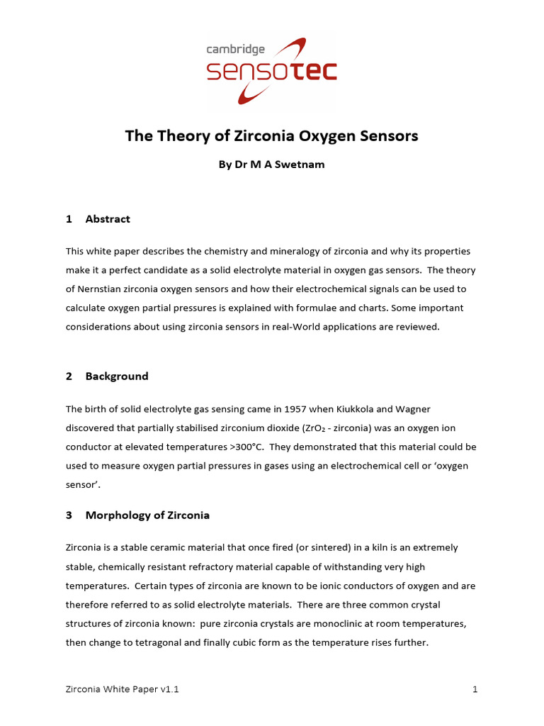 The Theory of Zirconia Oxygen Sensors White Paper v1.1 | PDF ...