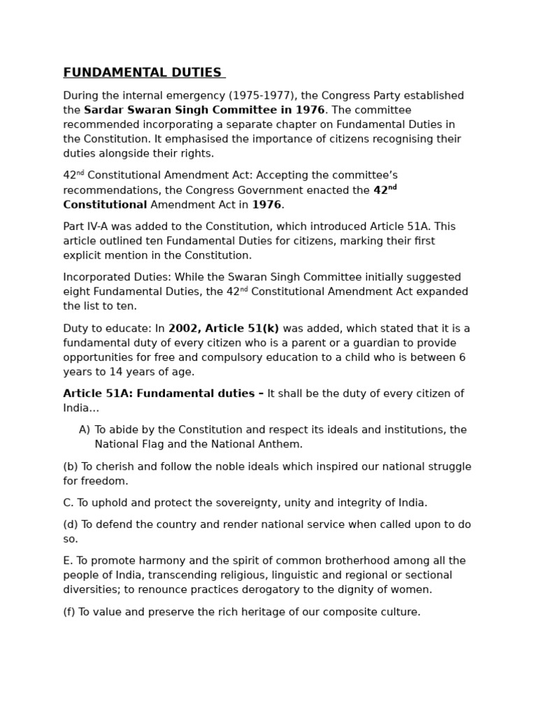 Fundamental Duties | PDF | Government | Political Charters