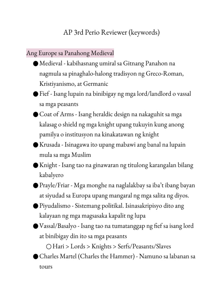 AP 3rd Perio Reviewer | PDF