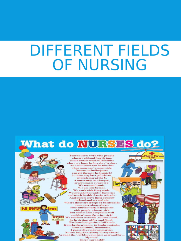 5 Different Fields of NUrsing | PDF | Nursing | Hospital
