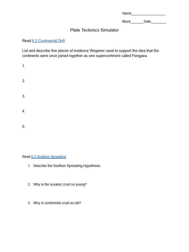 Plate Tectonics Simulator Redmond (1) | PDF | Plate Tectonics ...