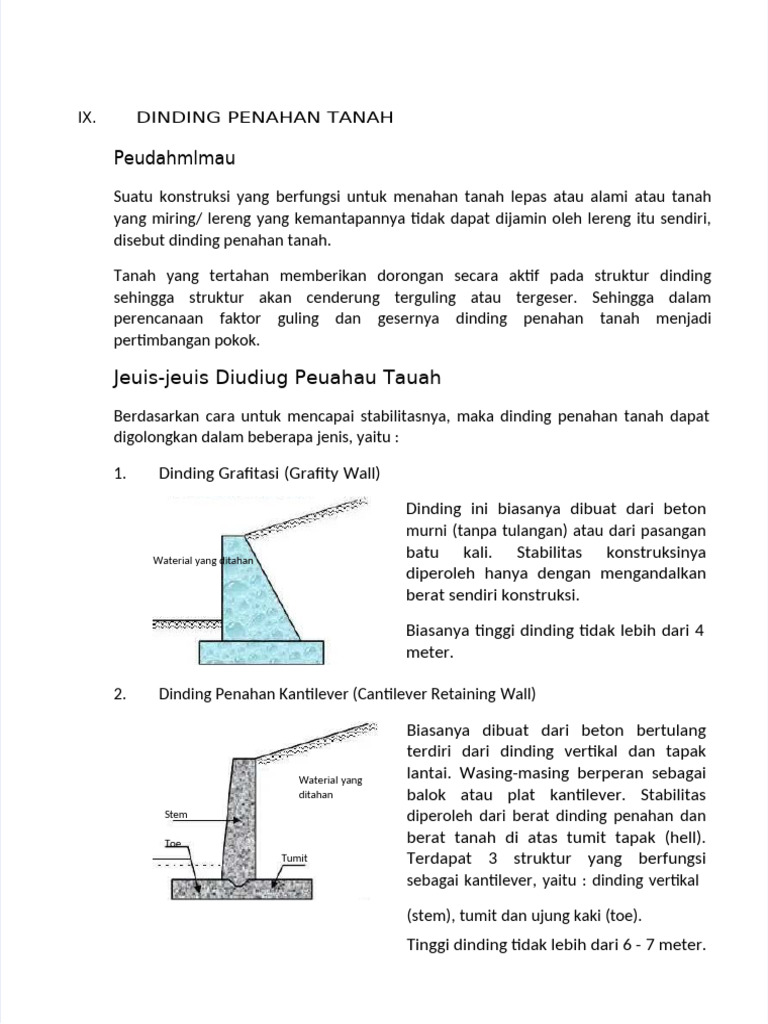 Desain dan Stabilitas Dinding Penahan Tanah | PDF