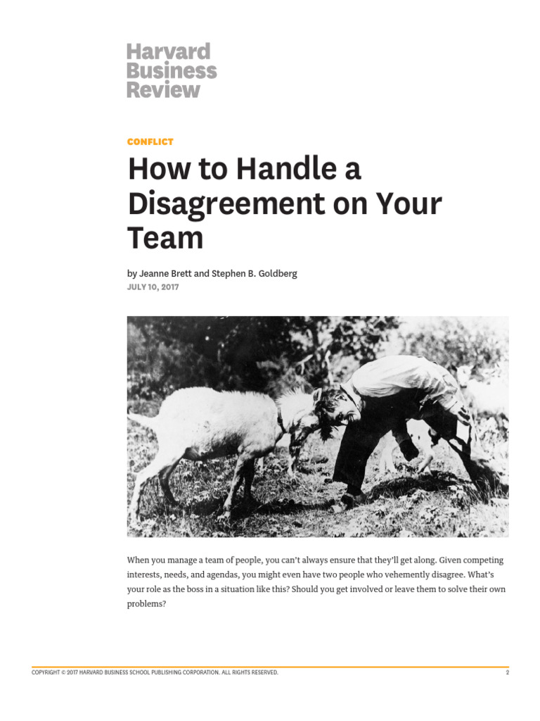 Session 2a How to Handle a Disagreement on Your Team | PDF | Mediation ...