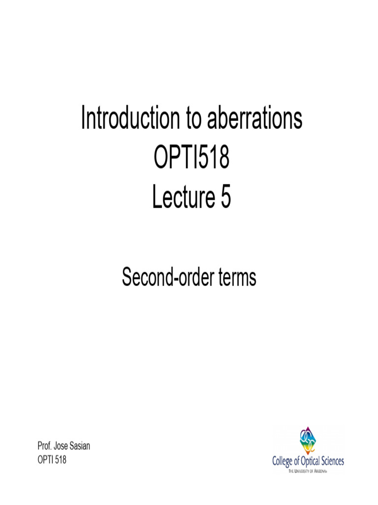 OPTI518 Lecture 5 Second Order | PDF | Diffraction | Materials Science