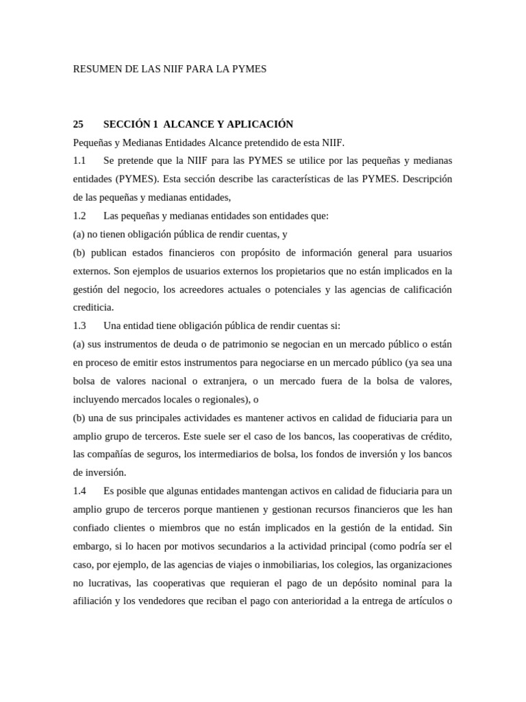 Resumen de Las Niif para La Pymes | PDF | normas internacionales de ...
