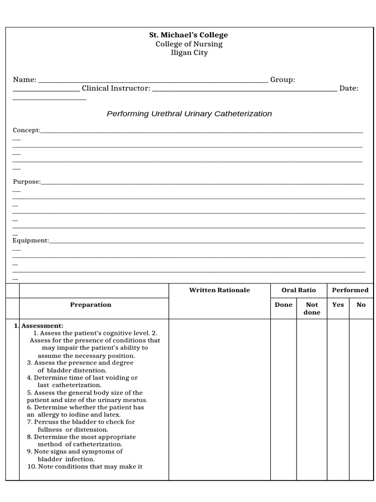 Urethral Catheterization Checklist | PDF | Catheter | Urology