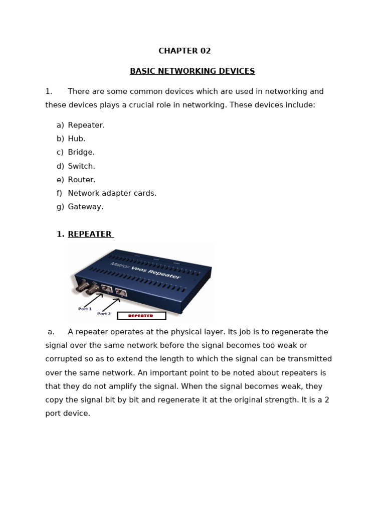 02 Basic Networking Devices | PDF | Computer Network | Network Switch