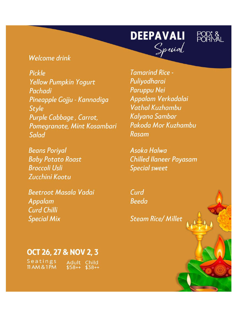 Deepavali 2024 Menu | PDF