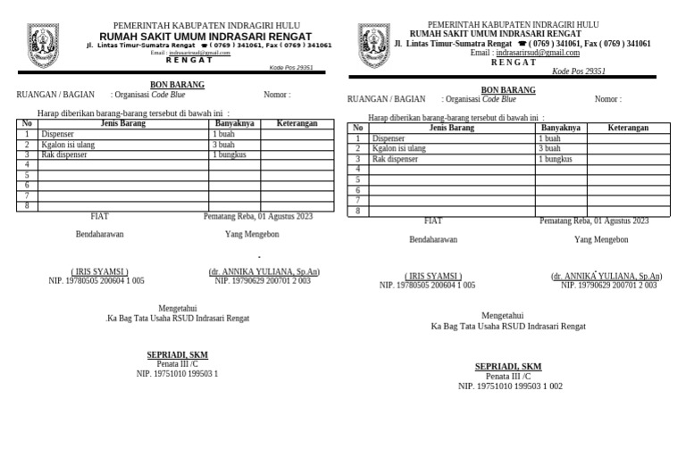 BLANGKO BON BARANG 2023 | PDF