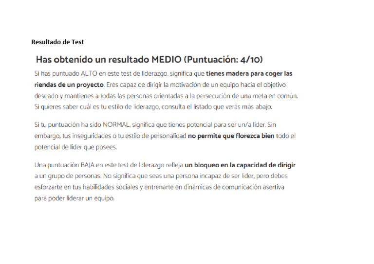 Resultado de Test | PDF
