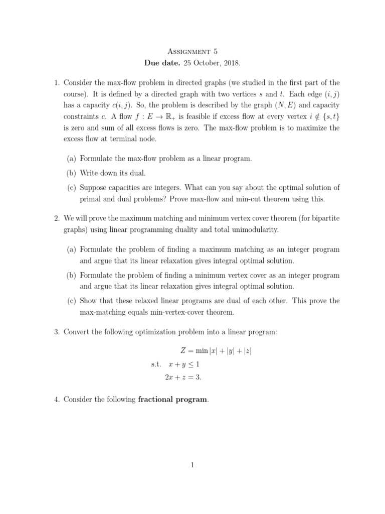 assign5 | PDF | Linear Programming | Computational Problems
