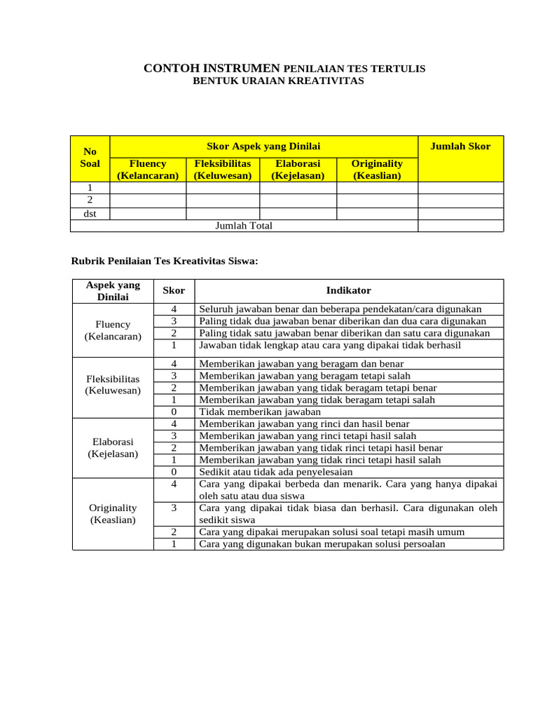 Instrumen Penilaian Otentik Pengetahuan | PDF