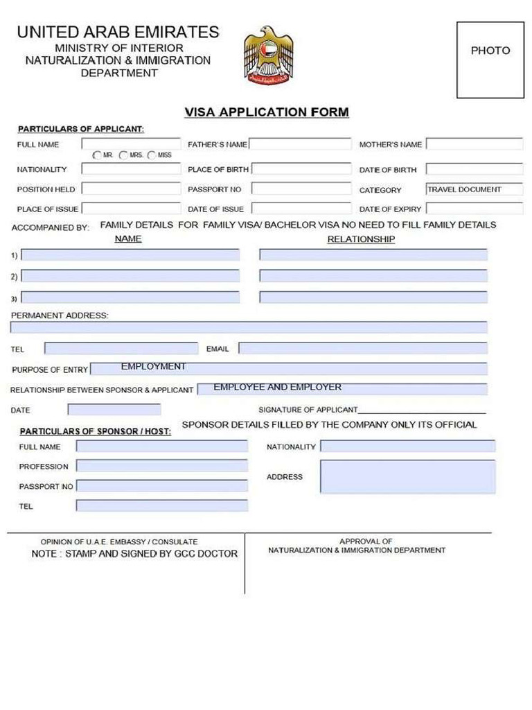 Uae Visa Application Form | PDF