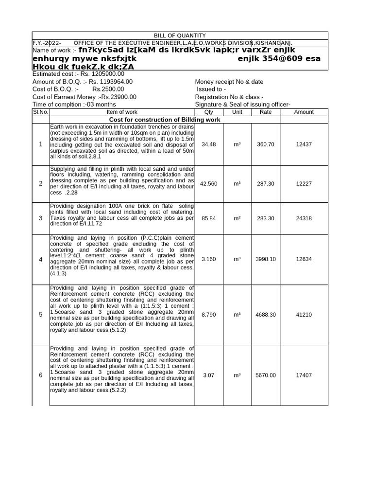 GR-01 BOQ Dhekipada | PDF | Concrete | Structural Steel