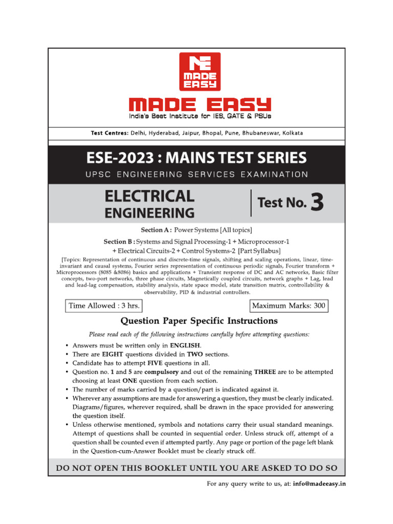 EE Test 3 Question | PDF