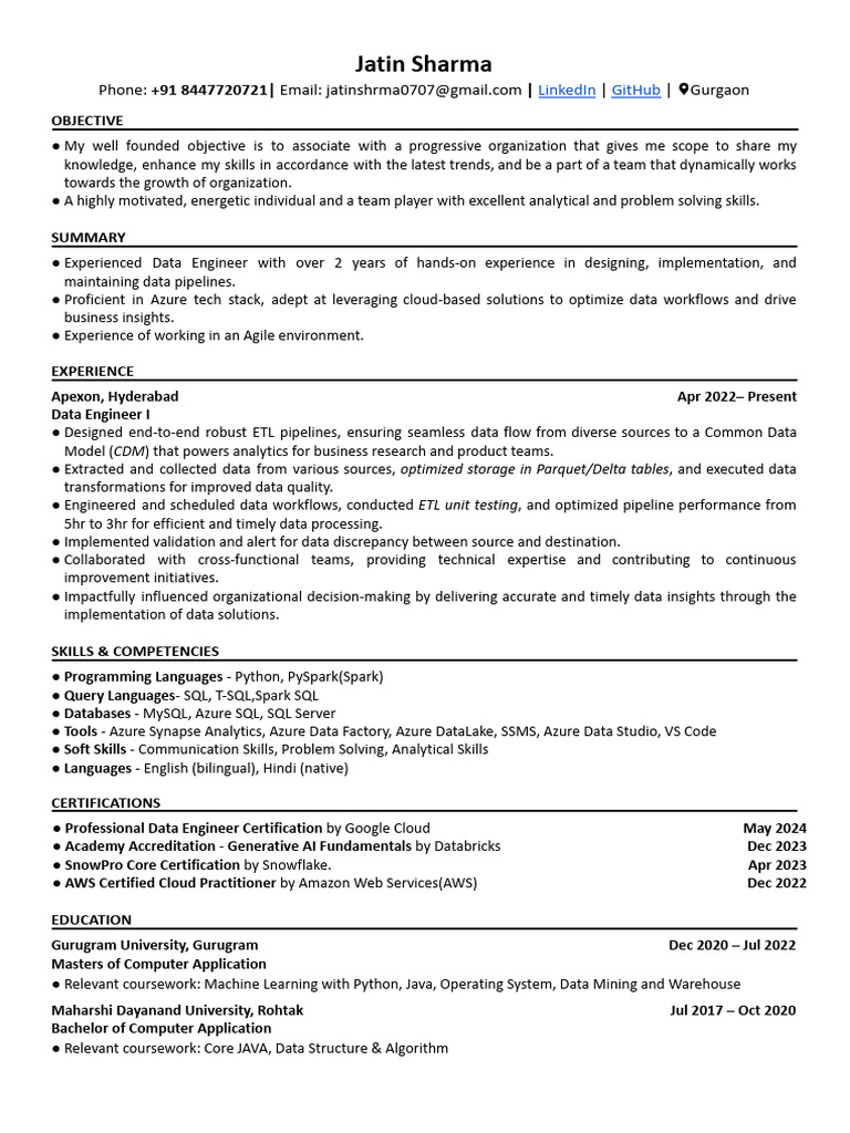 Jatin_Sharma_Resume | PDF | Apache Spark | Cloud Computing