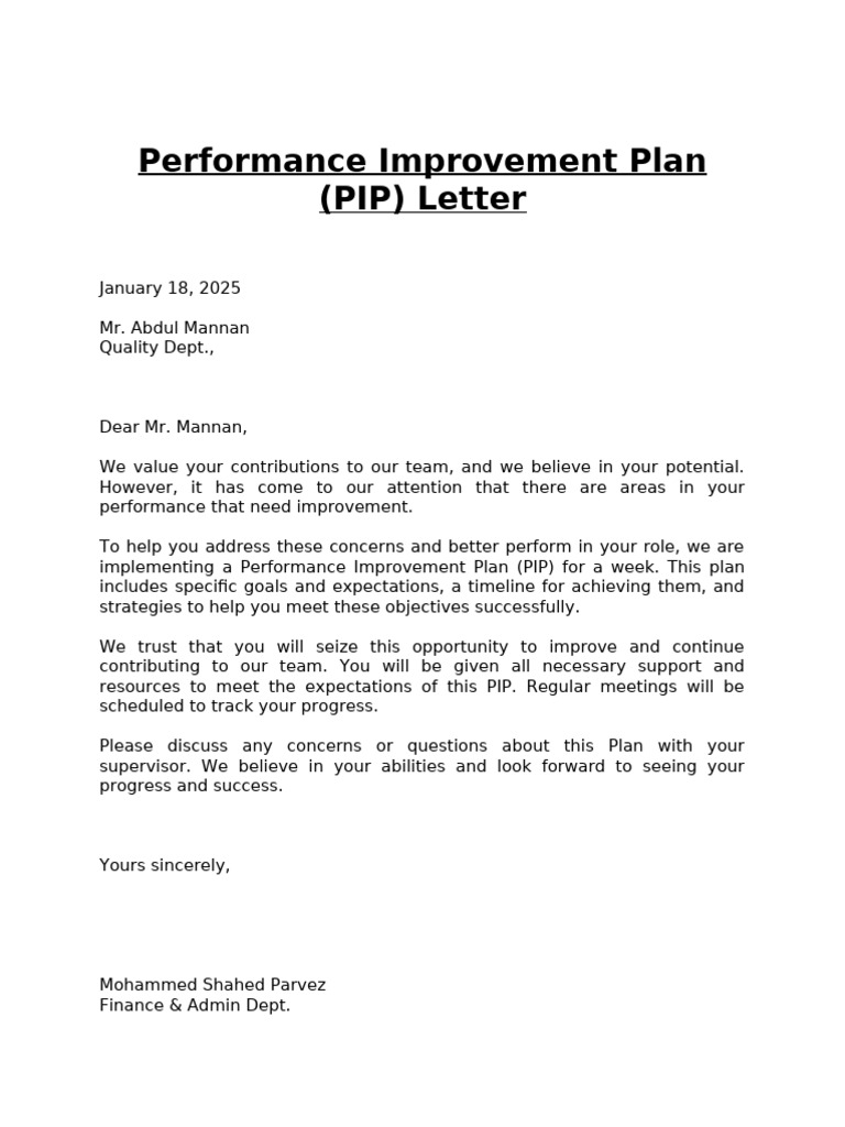 PIP Format Mannan | PDF