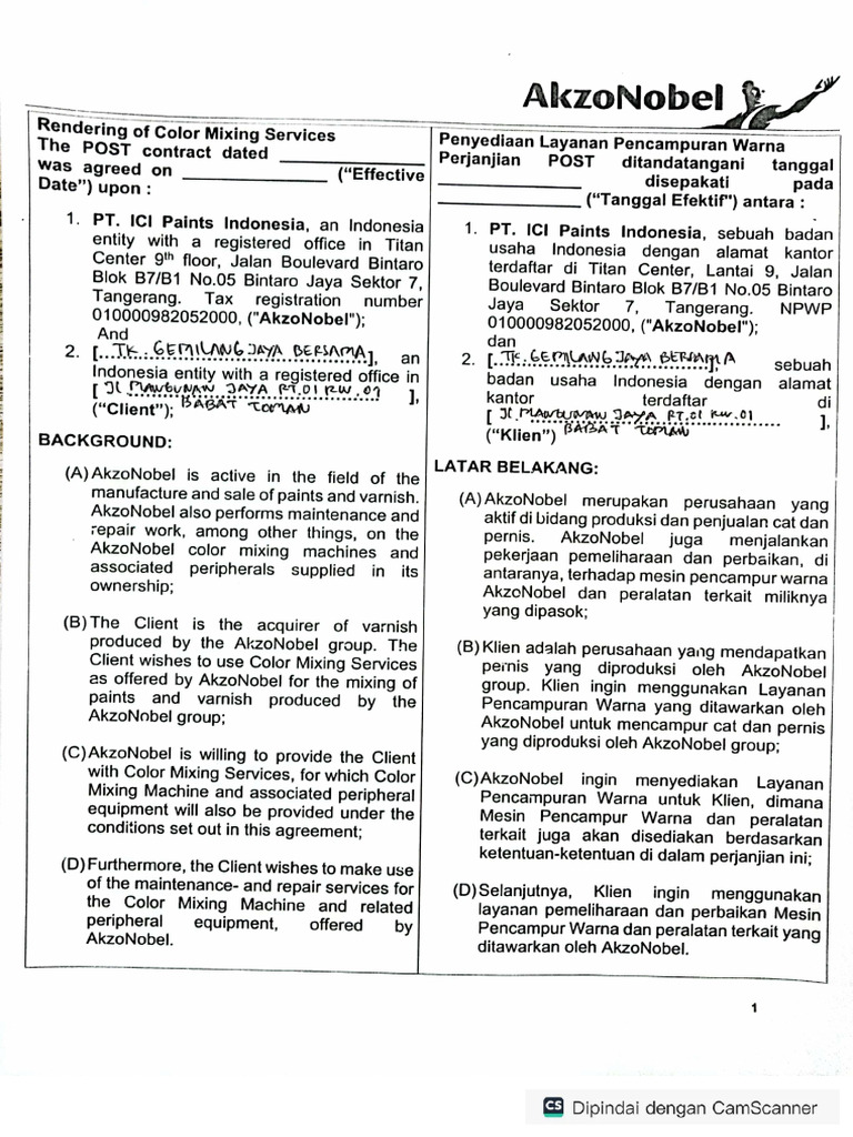 MoU POST Tk_ Gemilang Jaya Bersama | PDF