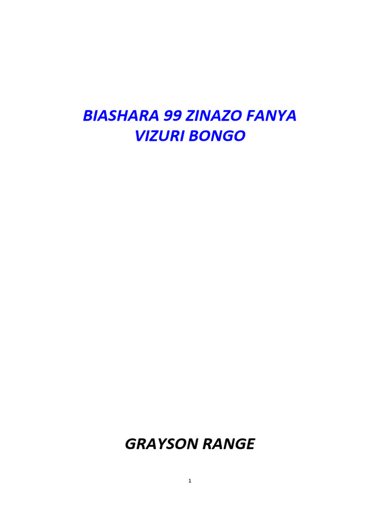 Biashara 99 Zinazo Fanya Vizuri Bongo | PDF