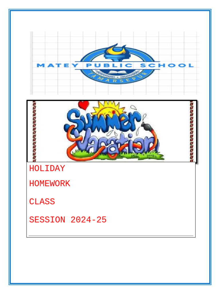 Holiday Homework Activity | PDF
