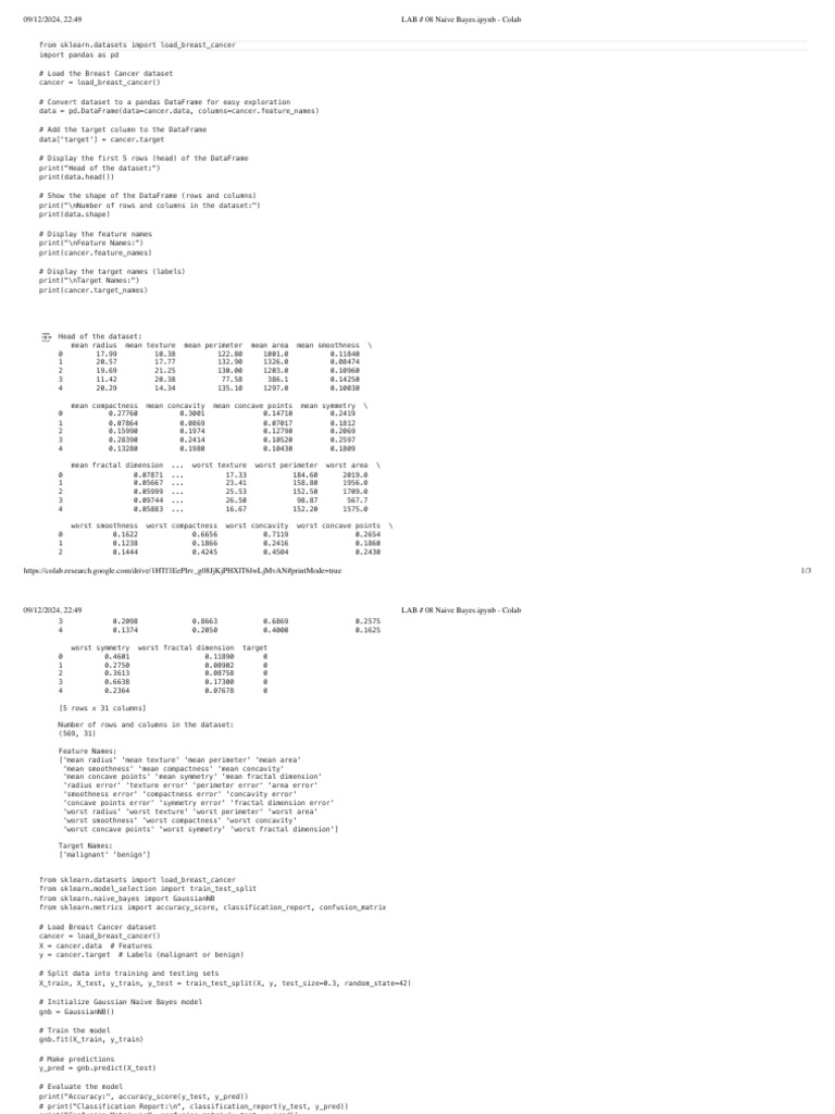 LAB # 08 Naive Bayes - Ipynb - Colab | PDF | Machine Learning | Applied Mathematics