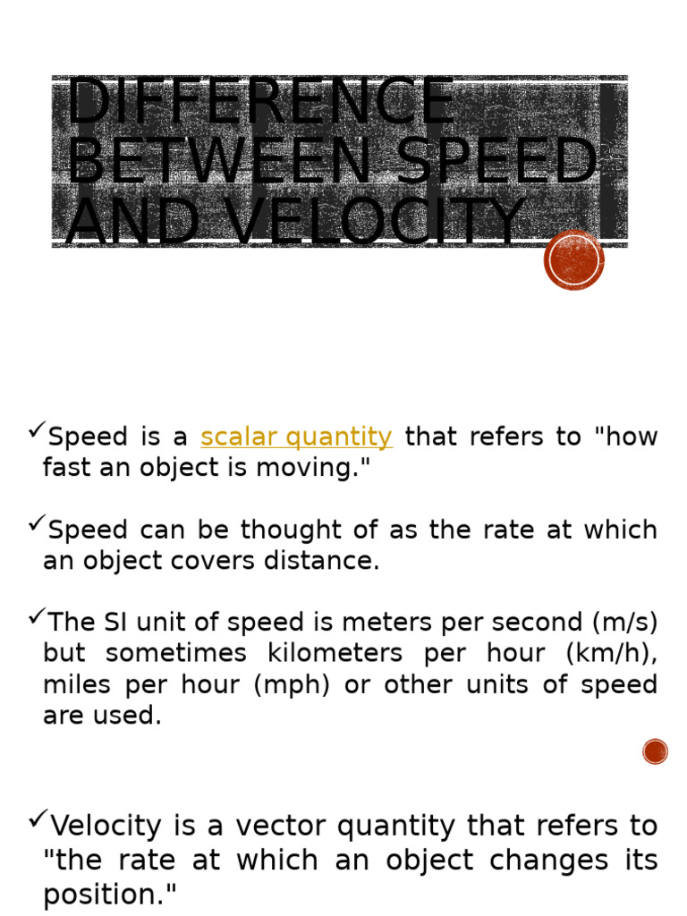 Speed Velocity | PDF | Speed | Velocity