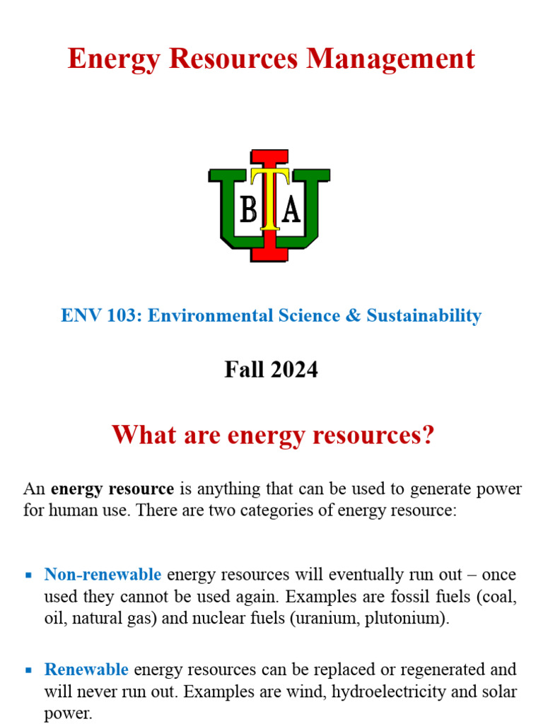 Lecture 5 Energy Resources | PDF | Energy Development | World Energy Resources