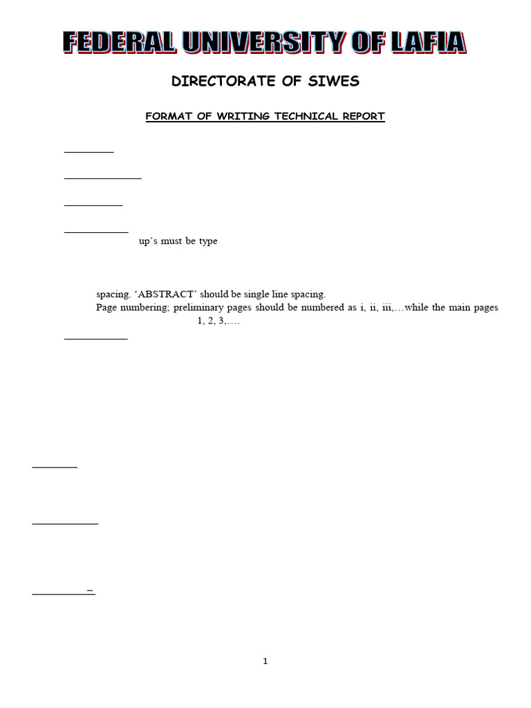 Format For Writing Siwes Technical Report | PDF | Apa Style